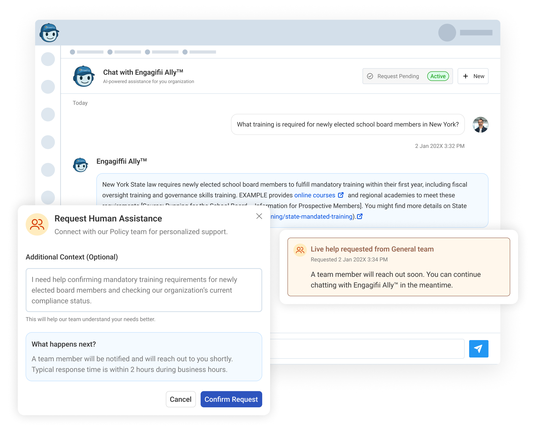Allow Members to Escalate Questions from AI to Real Staff Members
